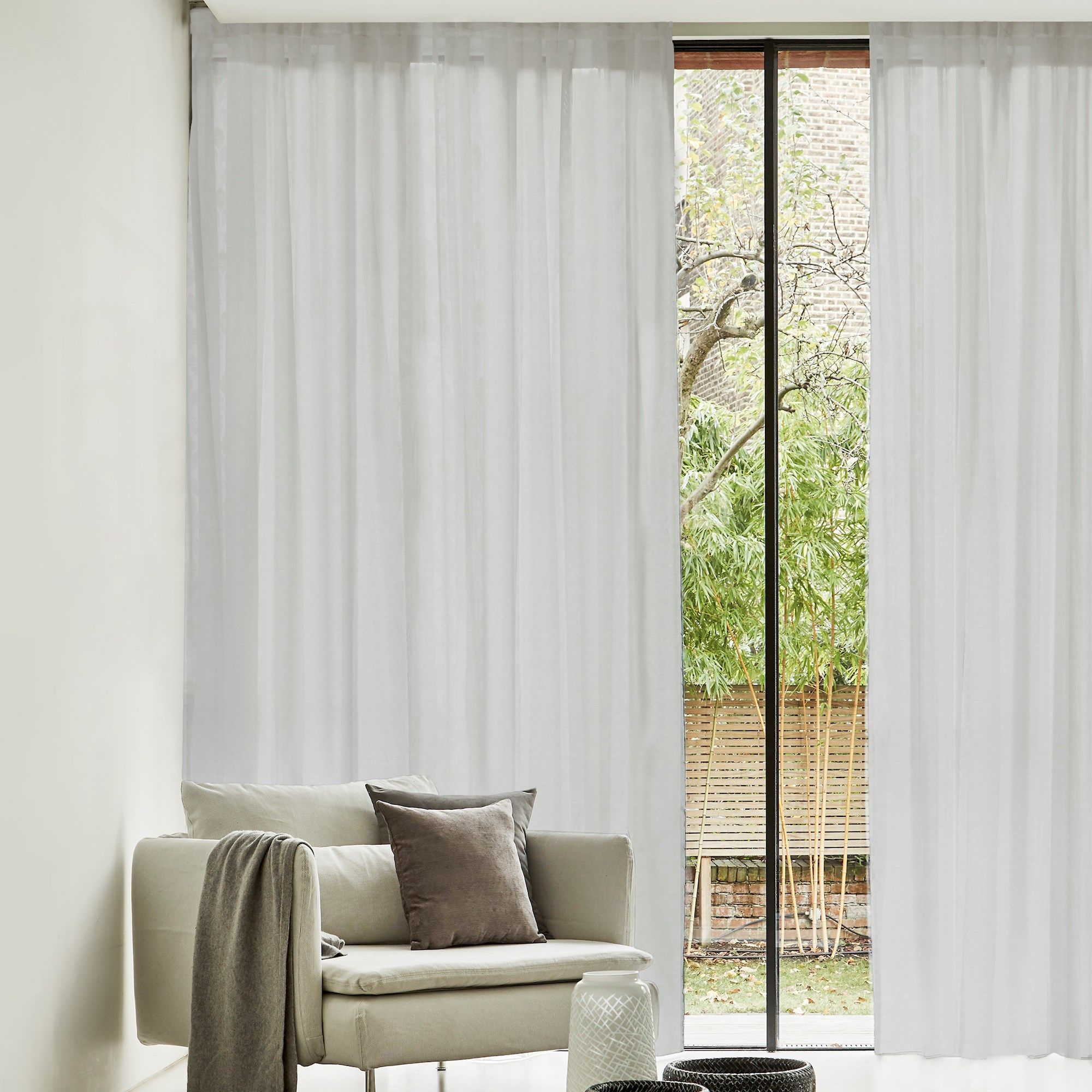 Astro Grey Voile Curtain | Hillarys